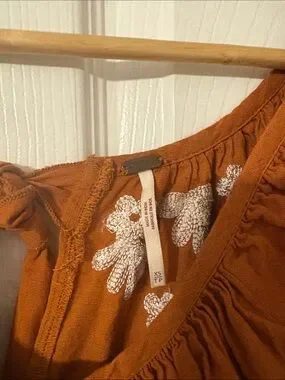 Free People | Tops | Free People Rust Orange Embroidered Offshoulder ...